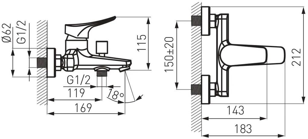F-Design Brezza, vanová baterie bez sprchové sady, chrom lesklý, FD1-BRZ-1-11