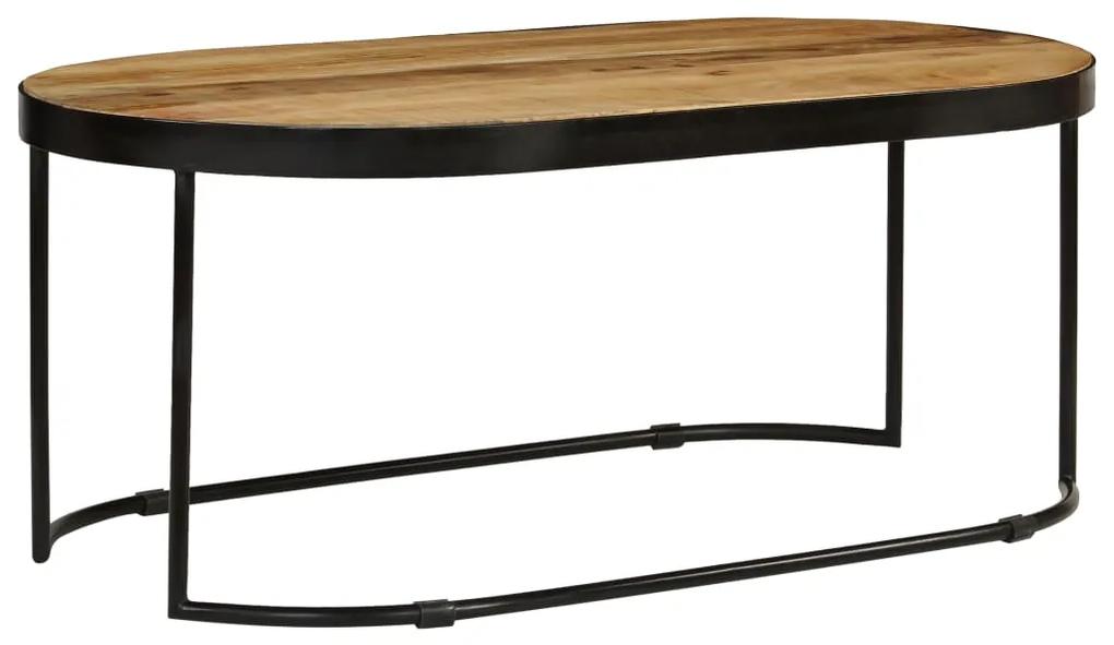 Konferenční oválný stolek masivní hrubý mangovník a ocel 100 cm,  246626