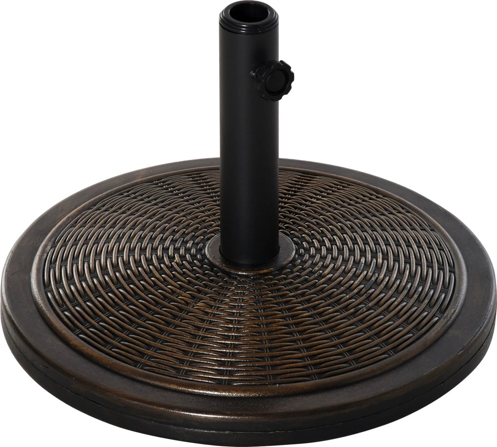 Základna pro slunečník Outsunny, hmotnost 13 kg, retro betonová základna pro slunečníky s průměrem 35mm/38mm/48mm, terasový slunečník, Ø48x34 cm, bron