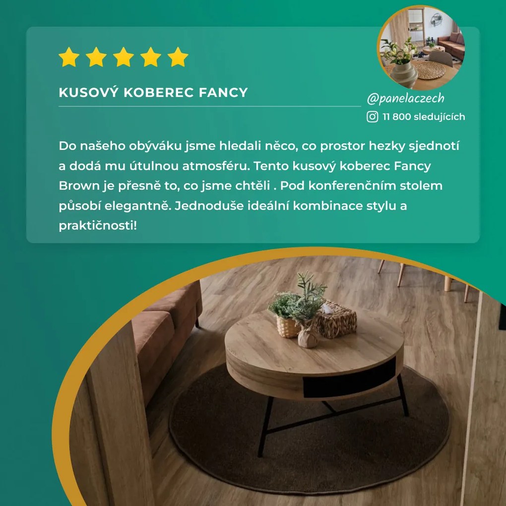 Hanse Home, Kusový koberec Fancy 103008 Braun - hnědý kruh, 200x200 (průměr) kruh, hnědá, ložnice