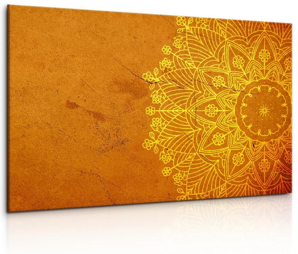 Malvis ® Obraz Kamenná oranžová mandala Velikost: 150x100 cm