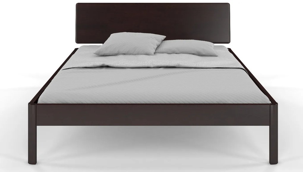 Dřevěná postel Visby AMMER z borovice / 140x200 cm, barva palisandr