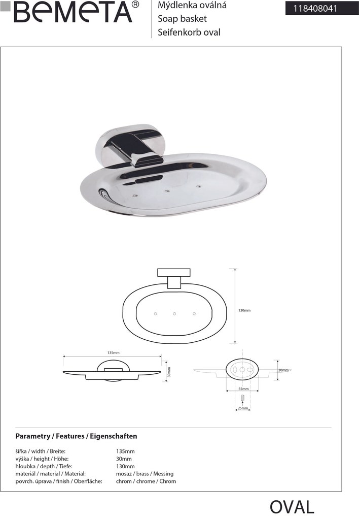 Bemeta Design OVAL: Mýdlenka -