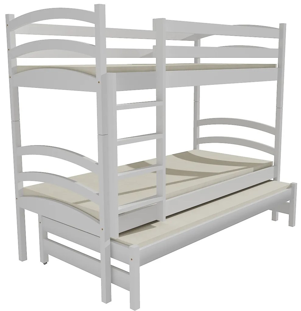 Patrová postel s výsuvnou přistýlkou PPV 011 90 x 200 cm - bílá