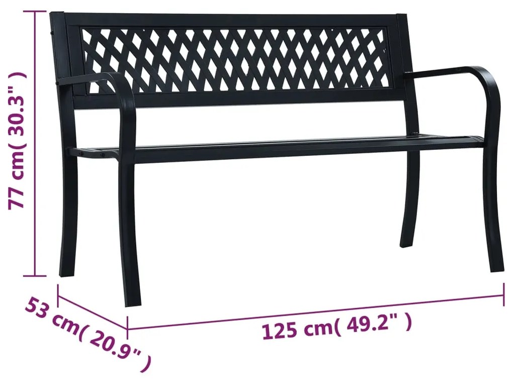 vidaXL Marketos Zahradní lavice 125 cm černá ocel