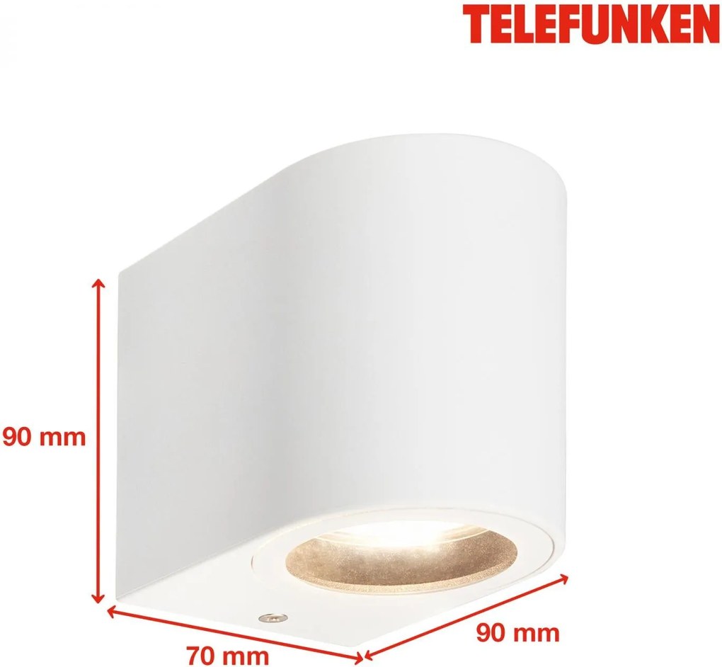 TF 322906TF TELEFUNKEN venkovní nástěnné svítidlo, ochrana proti stříkající vodě, bílé - BRILONER