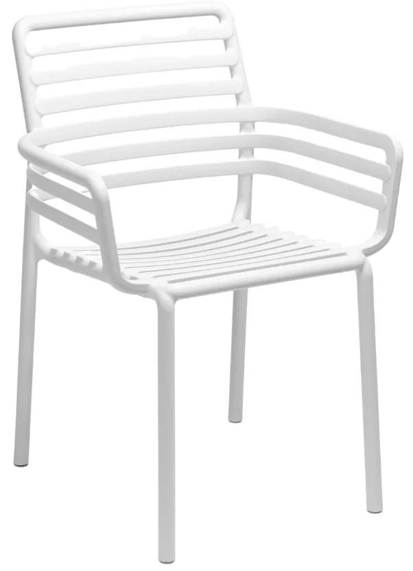 OnaDnes -20% Bílá plastová zahradní židle Nardi Doga s područkami