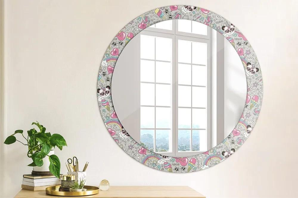 Kulaté dekorativní zrcadlo Panda unicorn fi 80 cm