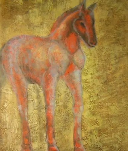 Červený kůň - 120 x 90 cm