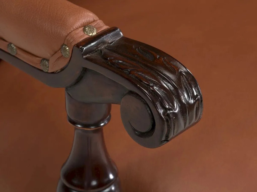 furniture-nabytek.cz - Masivní kancelářské křeslo Camford II z mahagonu, lakované, hnědé