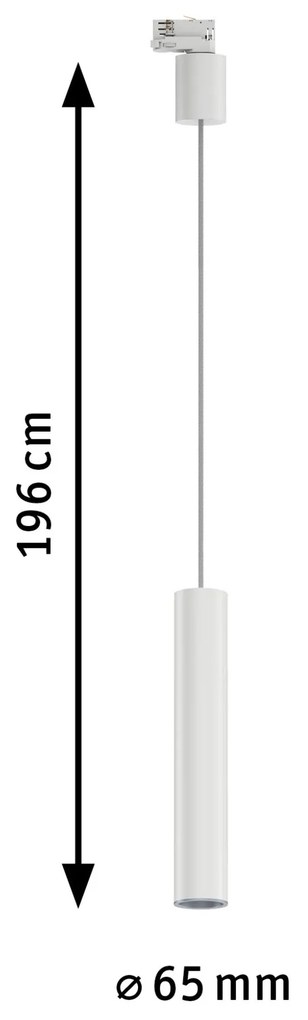 Paulmann 95398 ProRail3 Artemons, bílé závěsné svítidlo, 1x10W GU10, výška 38cm