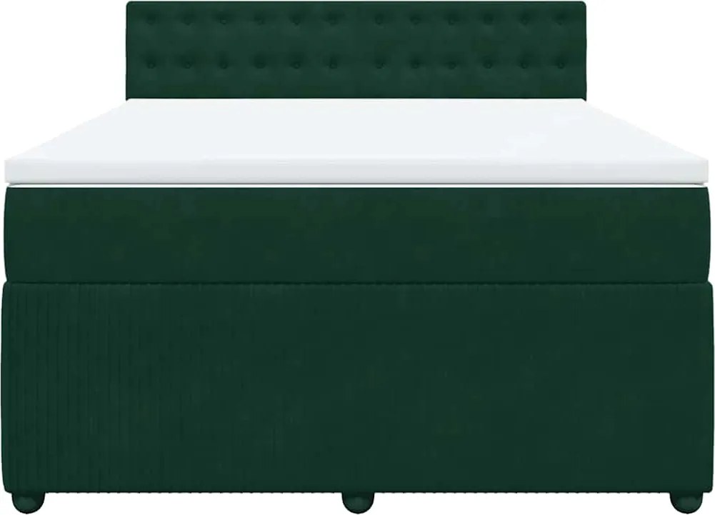 Box spring postel s matrací tmavě zelená 140x200 cm samet 3290073