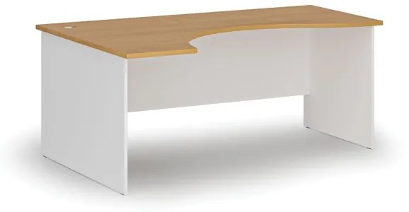 Ergonomický kancelářský pracovní stůl PRIMO WHITE, 1800 x 1200 mm, levý, bílá/buk