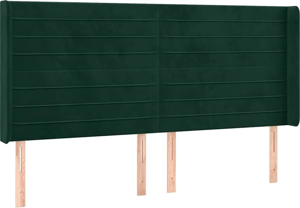 Box spring postel s matrací a LED tmavě zelená 180x200 cm samet 3139640