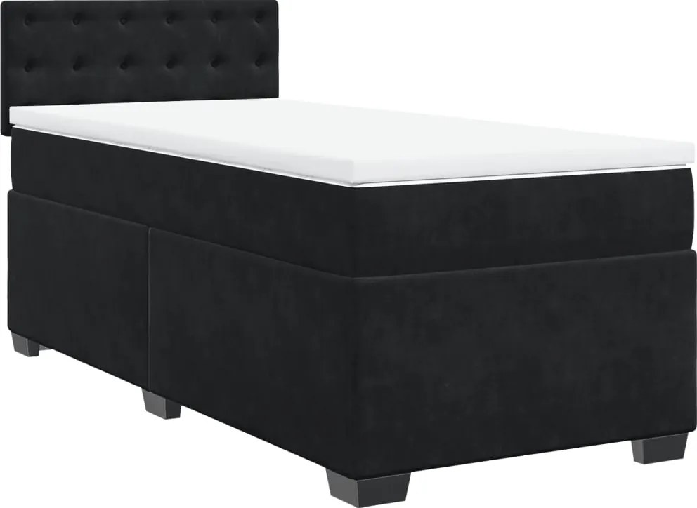 Box spring postel s matrací černá 80 x 200 cm samet 3288476