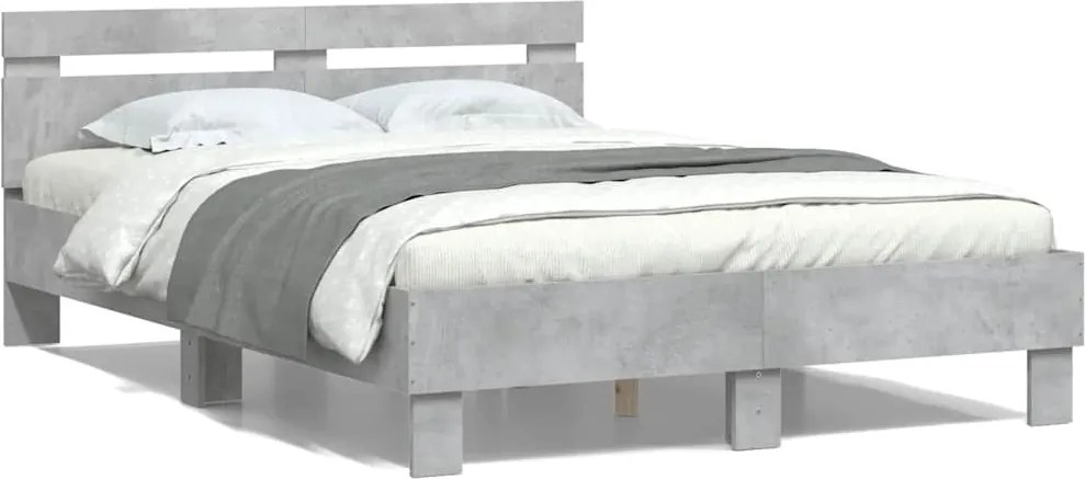 Rám postele s čelem betonově šedý 120 x 200 cm kompozitní dřevo 3207430
