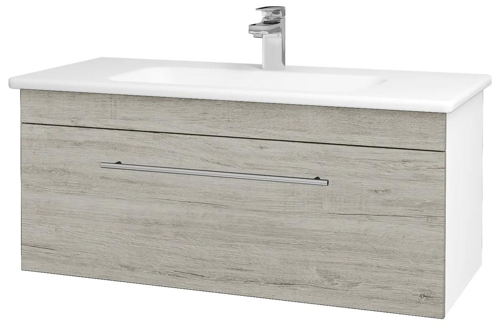 Dřevojas Koupelnová skříň ASTON SZZ 100 Varianta: N01 Bílá lesk / Úchytka T01 / D16 Beton tmavý