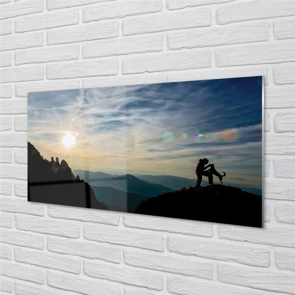 Obraz na skle Muž salašnický pes 100x50 cm