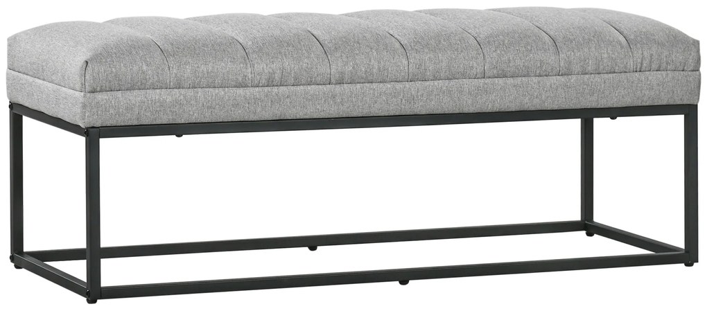 HOMCOM Lněná lavice Čalouněná lavice do ložnice Postelová lavice Kosmetická lavice do 200 kg Ocel světle šedá 120x44x45,5 cm | Aosom.de