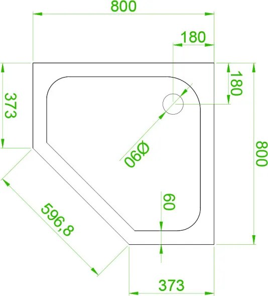 BPS-koupelny Pětiúhelníkový sprchový kout HYD-PK91A 80x80 černá/transparent + vanička HYD-PSV-ST07A bílá