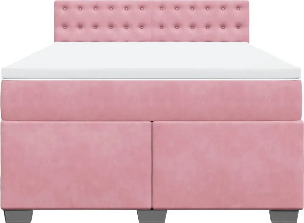 Box spring postel s matrací růžová 140x200 cm samet 3288647