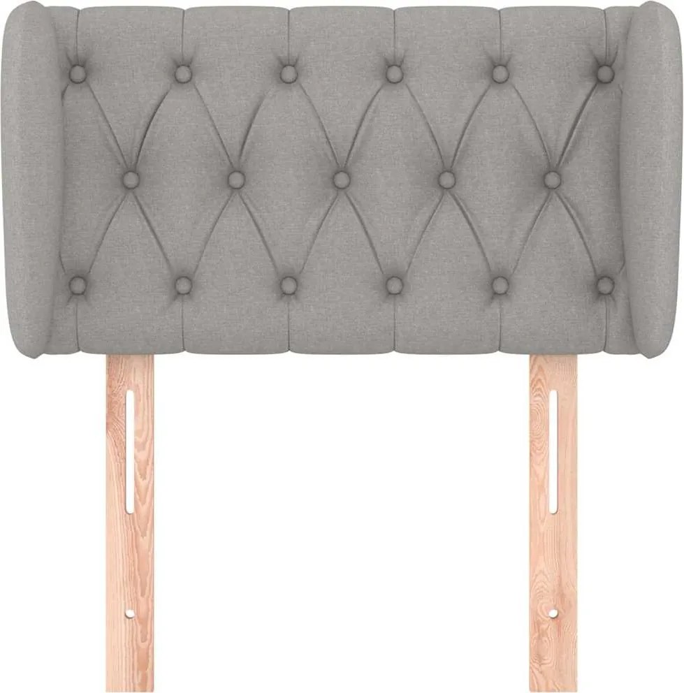 Čelo postele typu ušák světle šedé 83x23x78/88 cm textil 3117454