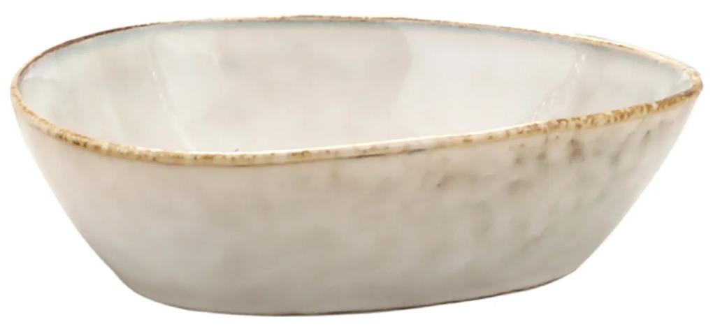Clay TRIANGLE Polévkový keramický talíř 19x17x5 cm šedo-béžová