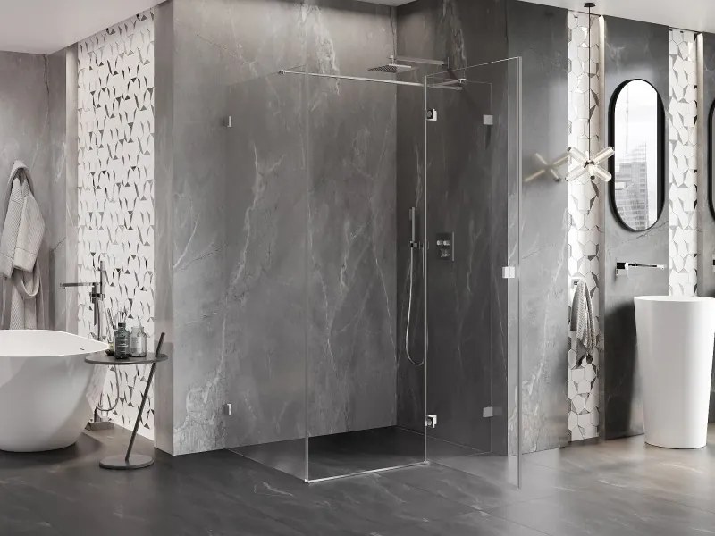 Mexen Lunar T, výklopný sprchový kout pravý 70 x 110 cm, čiré sklo, chromový profil, 834T-070-110-01-00-P