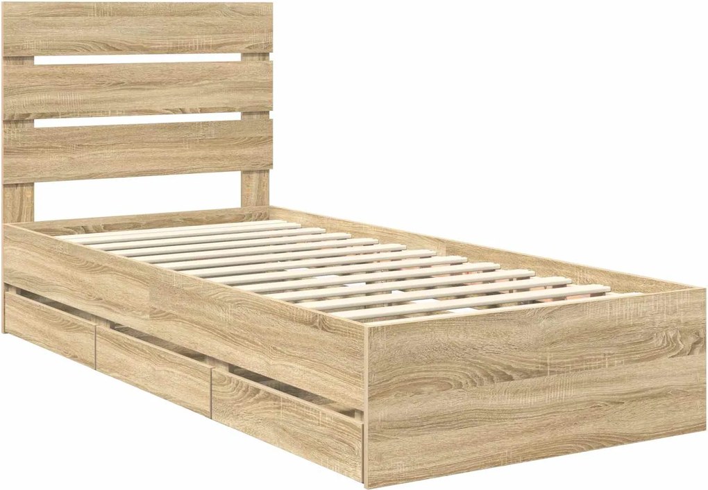 Rám postele s čelo Sonoma dub 100 x 200 cm Inženýrské dřevo 3411854