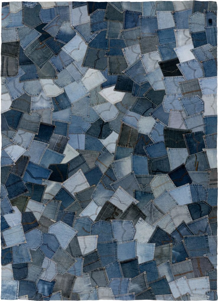 Obsession, Ručně všívaný kusový koberec My Denim Pocket 465 Blue, 80x150, modrá, chodba / předsíň