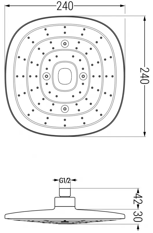 Mexen příslušenství, sprchová hlavice 24x24 cm D-17, chromová, 79717-00