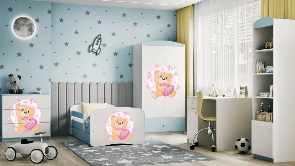 Dětská postel Babydreams medvídek s motýlky modrá