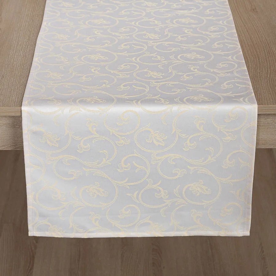 Ubrus Veba CARLO Ornament smetanová Velikost: 40x180 cm