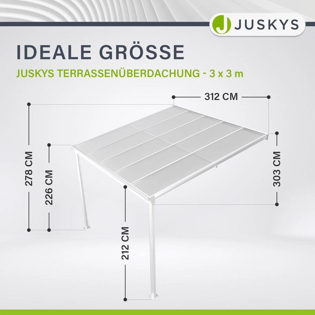 Juskys Hliníkové zastřešení terasy Borneo Barva: tmavě šedá, Velikost: 5,5 × 3 m