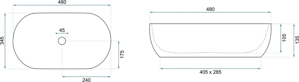 Rea Amelia, umyvadlo na desku 480x345x135 mm, imitace kamene, REA-U0625