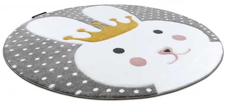 Dywany Łuszczów, Dětský kusový koberec Petit Bunny grey kruh, 160x160 (průměr) kruh, šedá, dětský pokoj