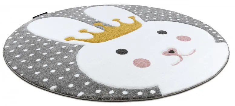 Dywany Łuszczów Dětský kusový koberec Petit Bunny grey kulatý - 160x160 (průměr) kruh cm