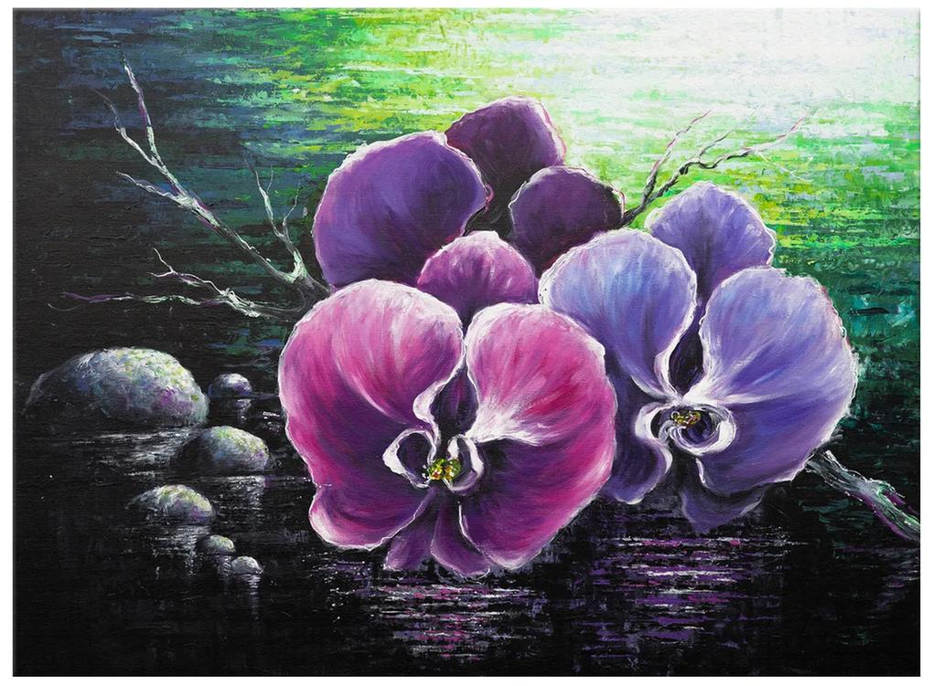 Gario Ručně malovaný obraz Orchidea u potoka Rozměry: 120 x 80 cm