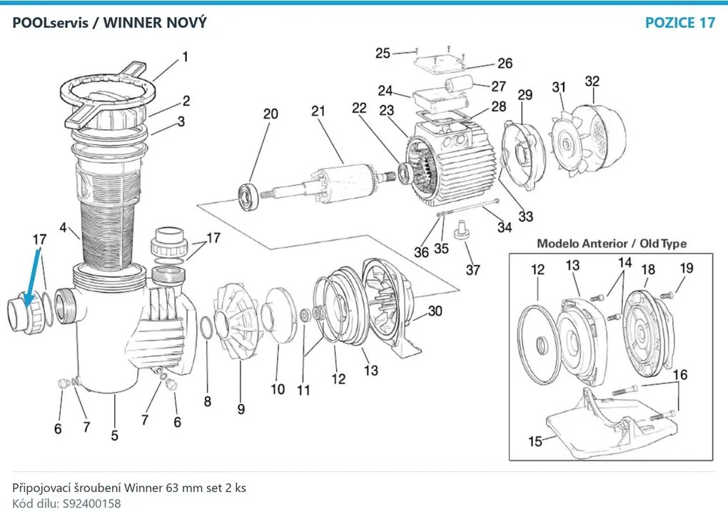 Připojovací šroubení Winner 63 mm set 2 ks – S92400158