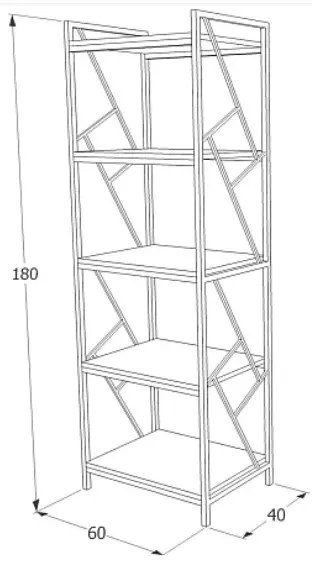 Regál Tablo 05 180 cm dub přírodní/černý