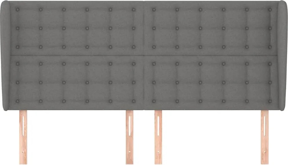 Čelo postele typu ušák tmavě šedé 203x23x118/128 cm textil 3118413