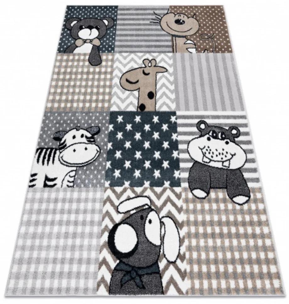 Dětský kusový koberec Zvířátka šedý, Velikosti 140x190cm
