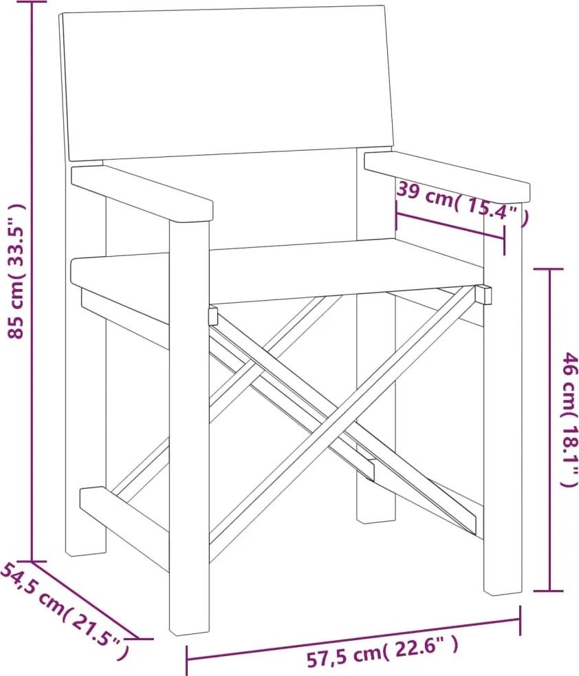 vidaXL Režisérské židle 2 ks masivní teakové dřevo červené [3143632]