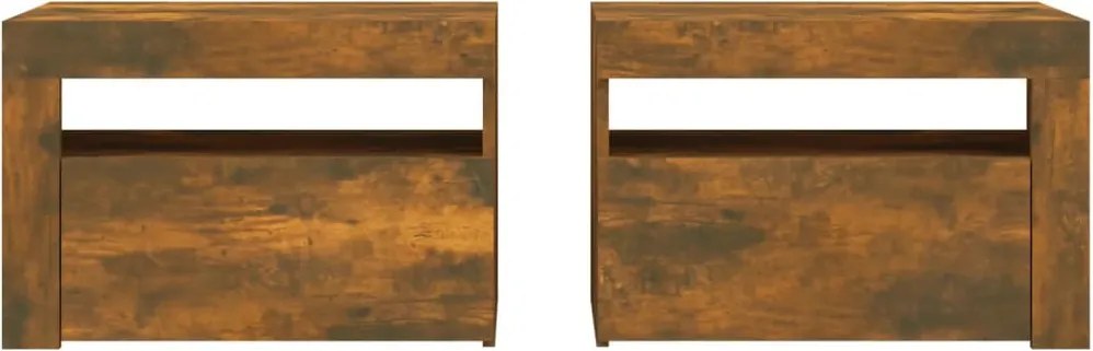Noční stolky 2 ks s LED osvětlením kouřový dub 60 x 35 x 40 cm 3144972