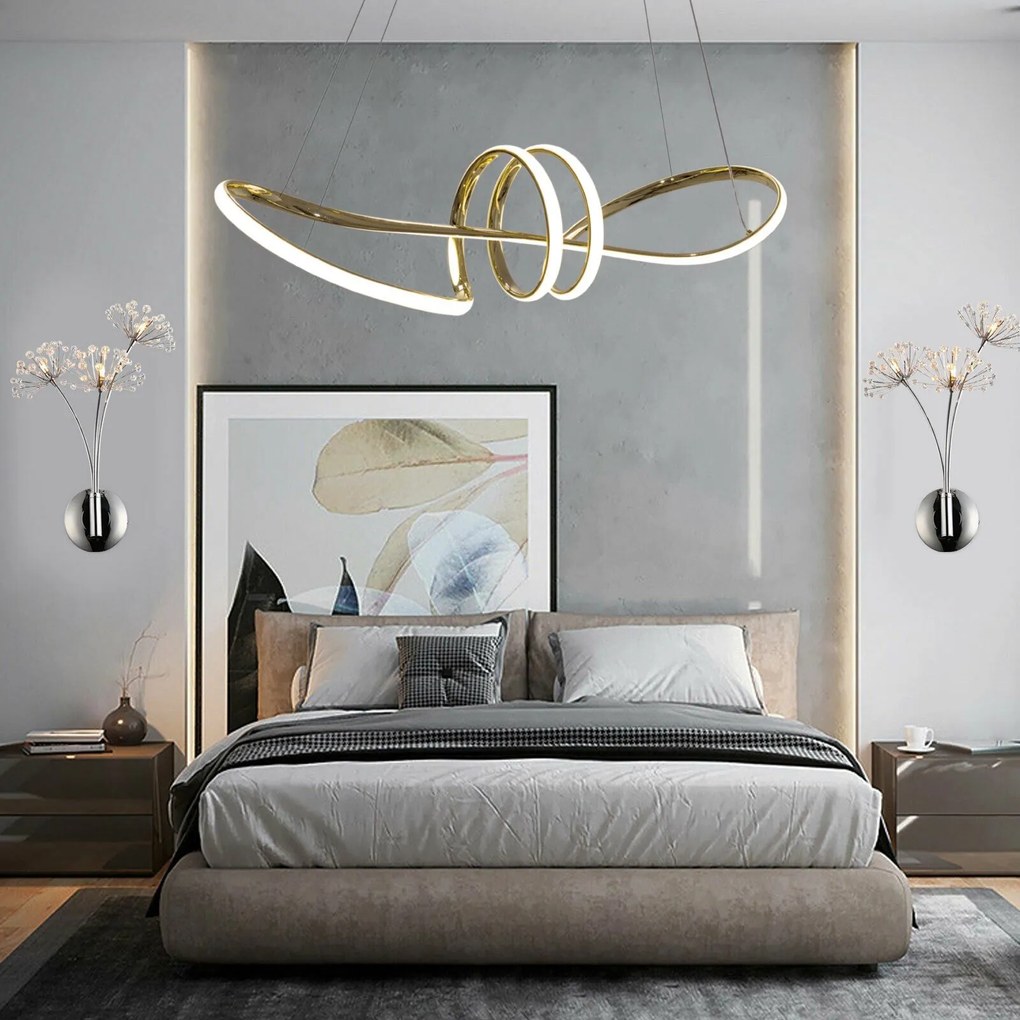 Toolight - LED závěsné svítidlo APP824-CP + dálkové ovládání, zlatá, OSW-06662