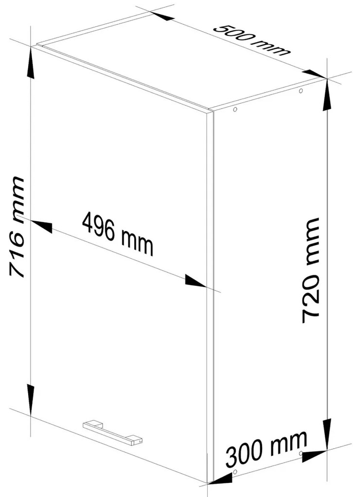 Závěsná kuchyňská skříňka Olivie W 50 cm bílo-červená