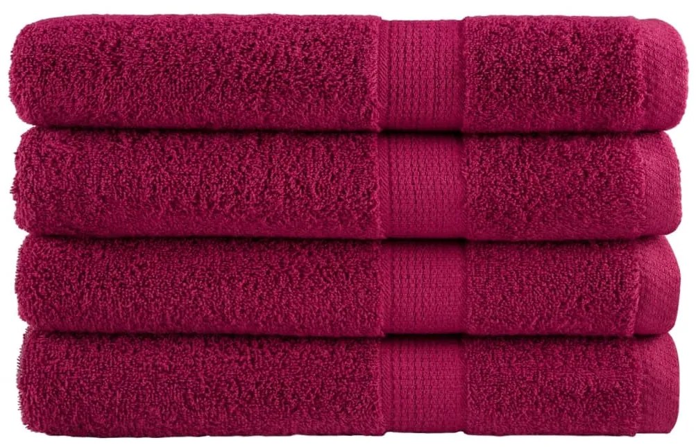 Prémiové saunové osušky SOLUND 4 ks bordó 80x200 cm 600 g/m² 137219
