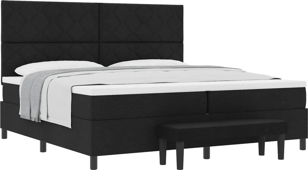 Postel s boxspringem s čelo Černá 200 x 200 cm textil 3344172
