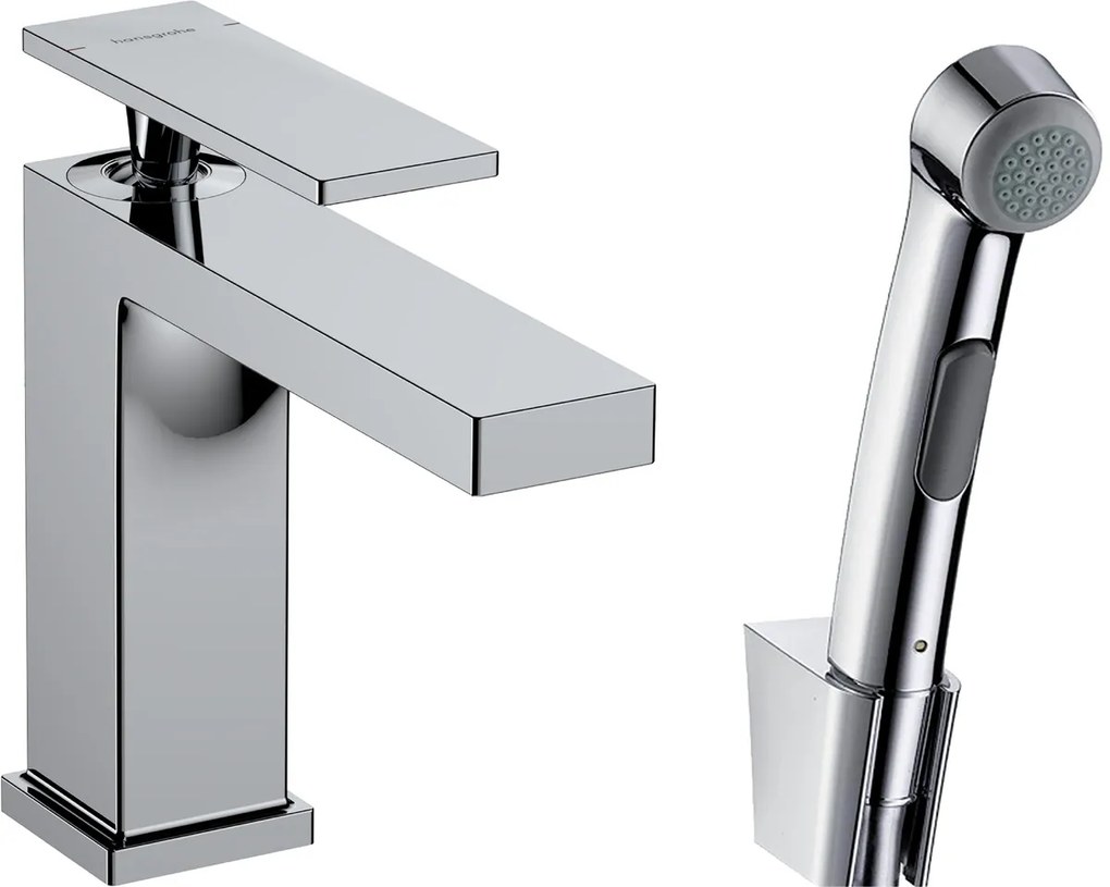 Hansgrohe Tecturis E, páková umyvadlová baterie 110 s ruční sprchou Bidette, chromová, HAN-73210000