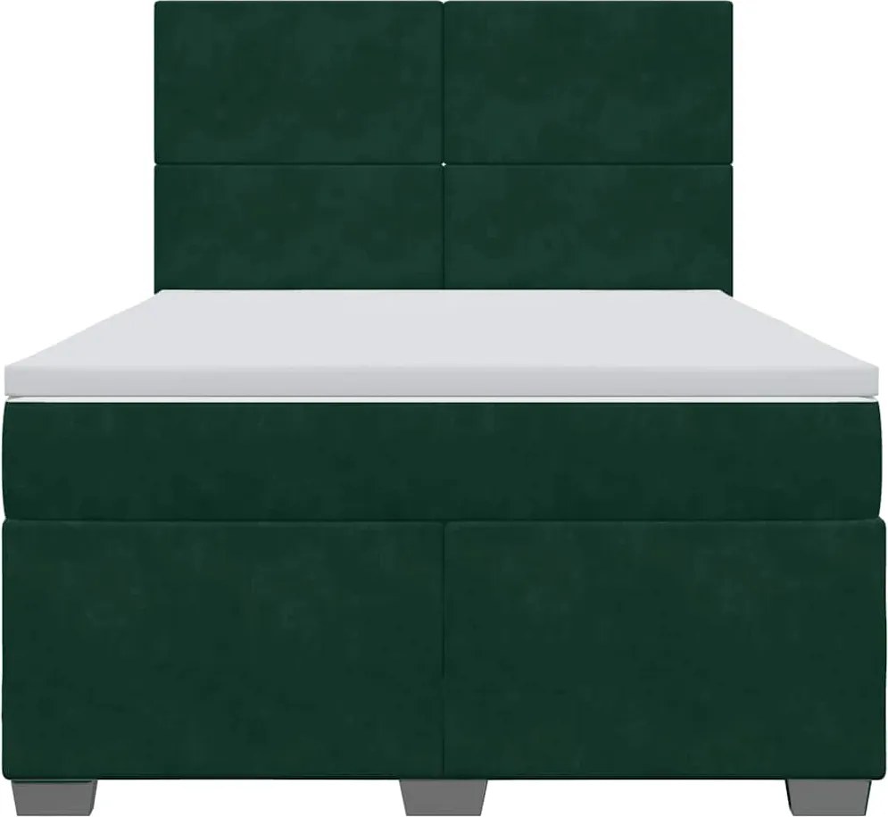 Box spring postel s matrací tmavě zelená 160x200 cm samet 3290951